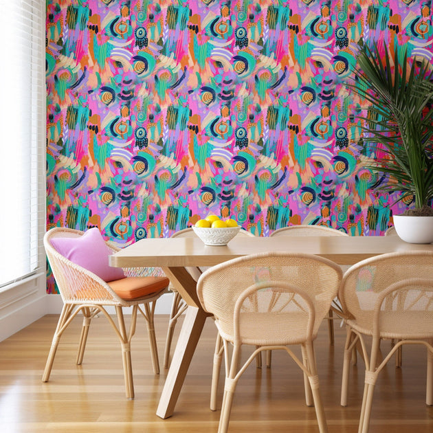 Pink Abstract Removable Wallpaper