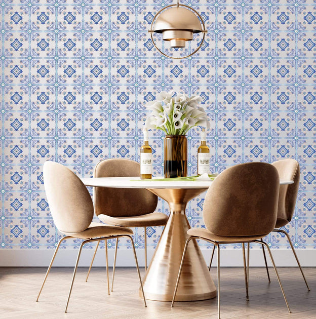 Spanish Floral Tile (Blue) Removable Wallpaper – MUSE Wall Studio