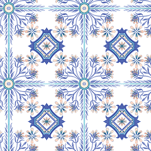 Spanish Floral Tile (Blue) Removable Wallpaper