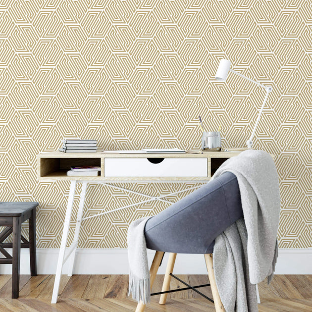 Gold Geometric Hexagon Removable Wallpaper