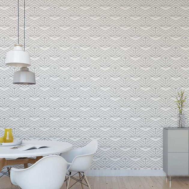 Out of the Box Black and White Geometric Temporary Wallpaper