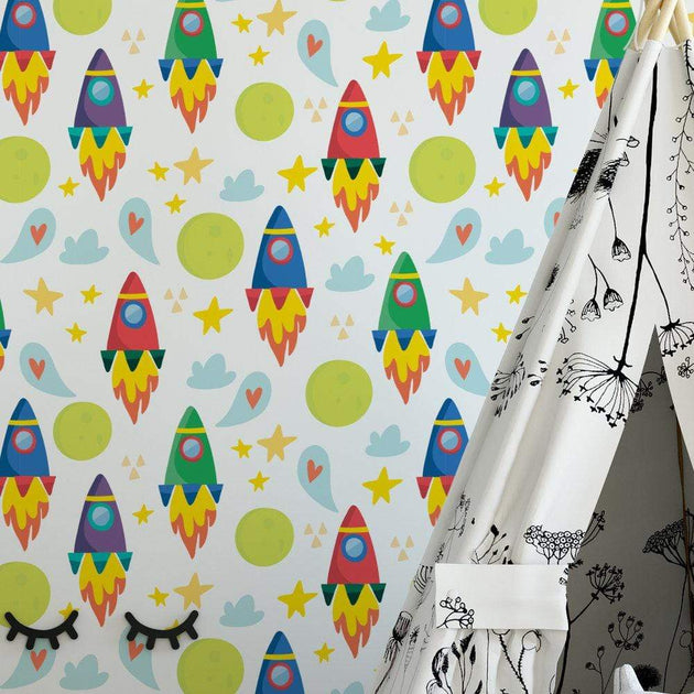 Rocket Ship Kid's Removable Wallpaper