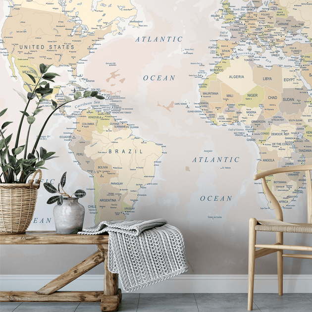 Rose Map Peel & Stick Wall Mural Wallpaper